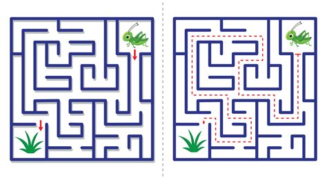 Simple Maze Abstract Game With Answer Help Grasshopper Find Grass