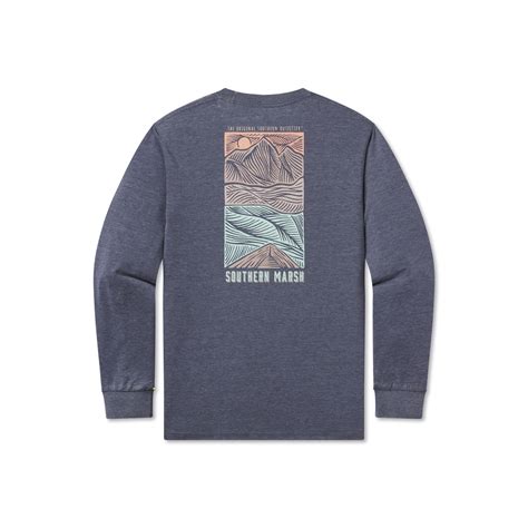 Seawash™ Tee Woodcut Canoe Long Sleeve Southern Marsh Collection