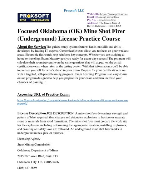 Ppt Focused Oklahoma Ok Mine Shot Firer Underground License Practice Course Powerpoint