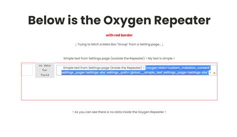 using meta box group field from a setting page within oxygen repeater
