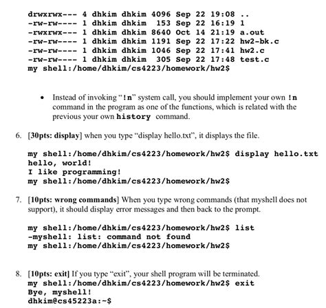 Solved Your Shell Program Can Execute The Following Shell Chegg