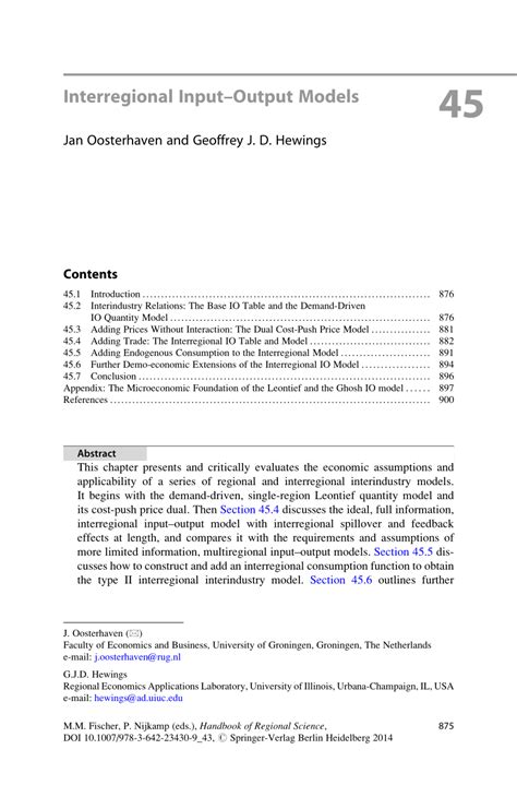 Pdf Interregional Input Output Modeling Spillover Effects Feedback
