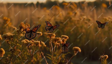 Premium Photo A Vibrant Butterfly In Nature Flying Amidst Meadow