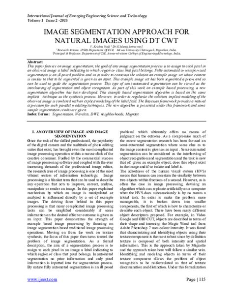 Pdf Image Segmentation Approach For Natural Images Using Dt Cwt