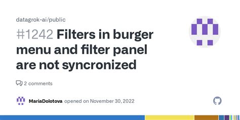filters in burger menu and filter panel are not syncronized · issue