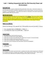 Lab 1 Documenting The Network 2 1 Pdf Lab 1 Getting Acquainted With The IPv6 Security