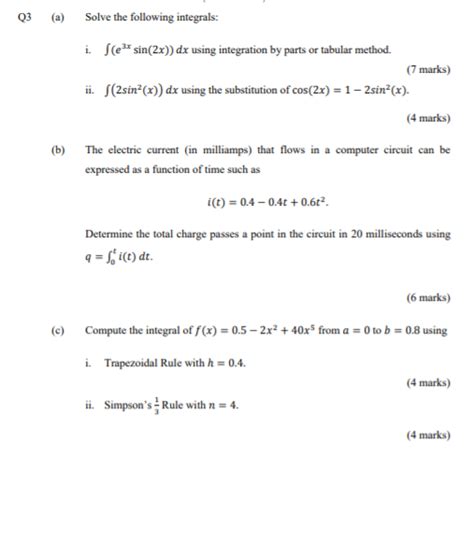 Solved Q A Solve The Following Integrals I Sle Chegg