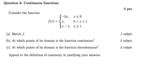 Solved Question 6 Continuous Functions 5 Pts Consider The