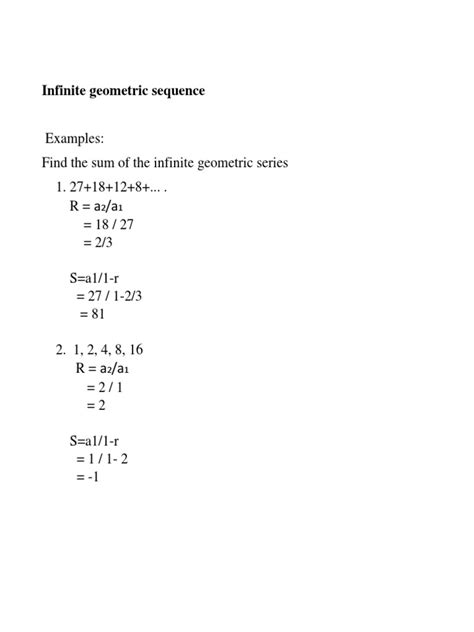 Infinite Geometric Sequence Pdf