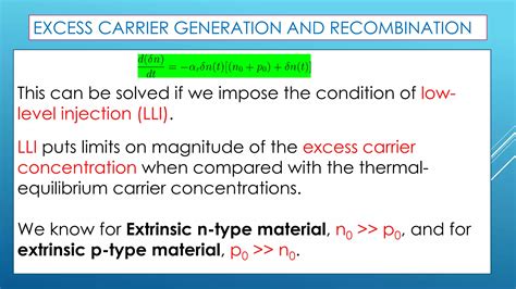 Non Equilibrium Excess Carriers In Semiconductors Pdf Chemistry Science