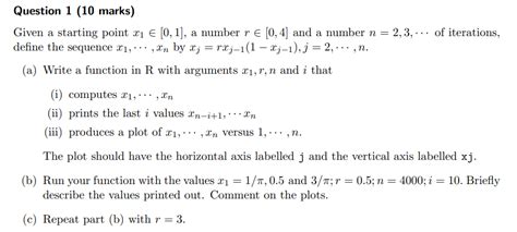 given a starting point x1∈[0 1] a number r∈[0 4] and