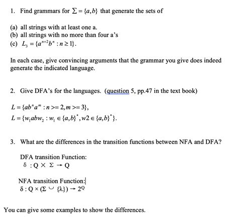 Solved 1 Find Grammars For ∑ Ab That Generate The Sets