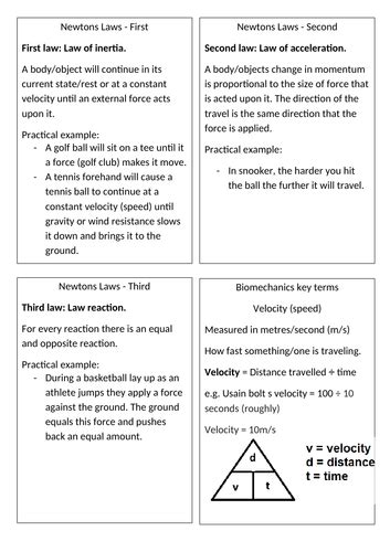Ocr Pe A Level Paper 1 Revision Cards Teaching Resources