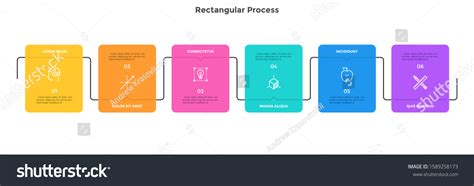 Flowchart 6 Colorful Connected Rectangular Elements Stock Vector Royalty Free 1589258173
