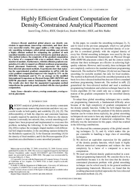 Pdf Highly Efficient Gradient Computation For Density Constrained