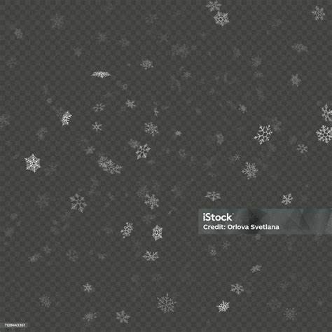 투명 글 리터 눈송이와 크리스마스와 새 해 설계를 위한 크리스마스 이브 눈 효과 떨어지는 다른 모양 및 모양 배경 떨어지는 눈을 빛나는 Eps 10 12월에 대한 스톡 벡터