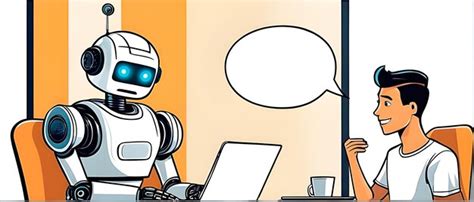 Premium Photo Cartoon Man Talking To Robot Assistent With Empty Speech Balloon With Copy Space