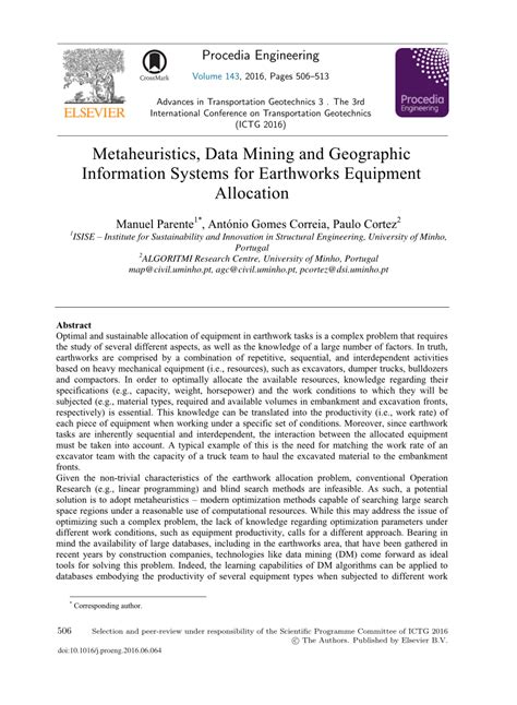 Pdf Metaheuristics Data Mining And Geographic Information Systems For Earthworks Equipment