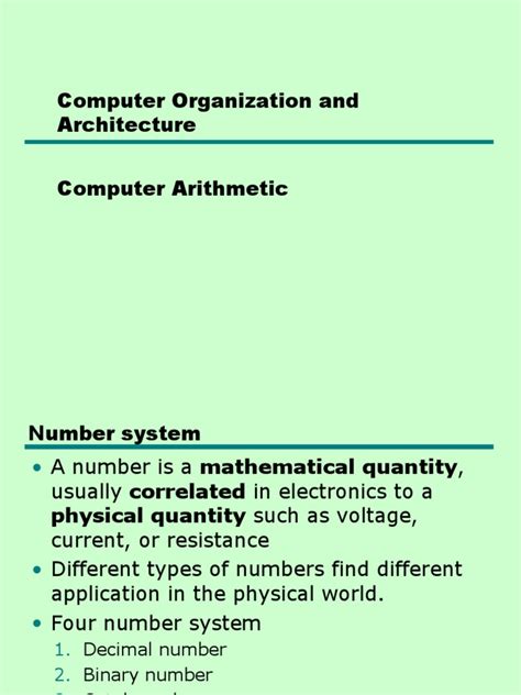 computer organization and architecture computer arithmetic pdf