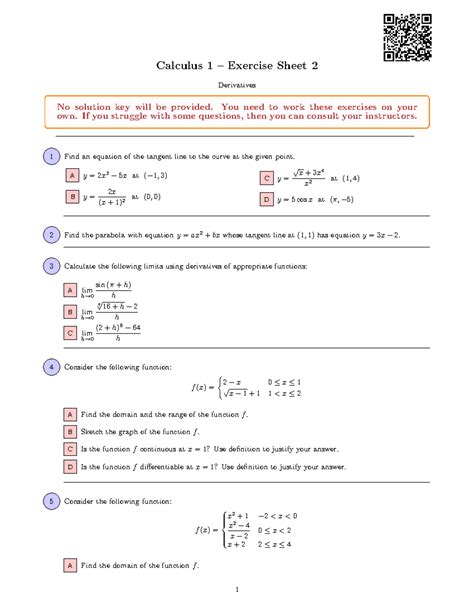 exercise sheet 2 calculus calculus 1 exercise sheet 2 derivatives