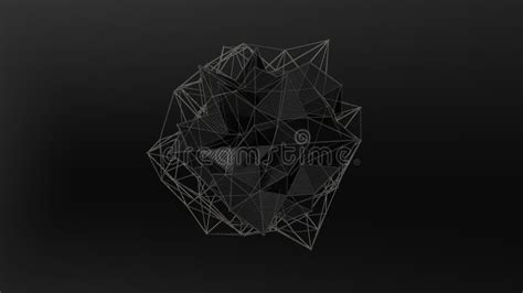 3D Illustration Of A Black Crystal Of Irregular Shape Low Polygonal