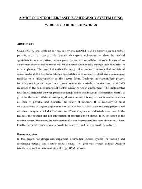 Pdf A Microcontroller Based E Emergency System Using Wireless Adhoc