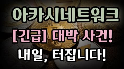 아카시네트워크 코인 분석 및 전망 ※긴급 대박 사건※ 내일 터집니다 Youtube