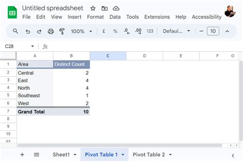 Count Distinct Values In Google Sheets Pivot Table