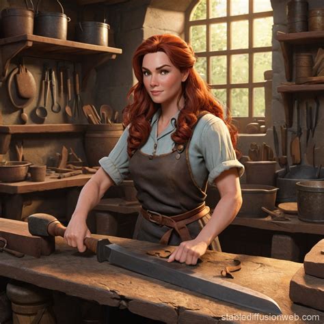 Dwarf Blacksmith with Auburn Hair | Stable Diffusion Online