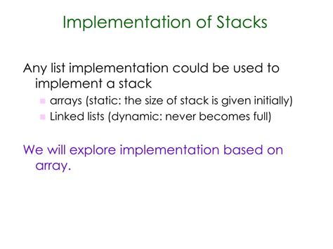 PPT Lecture Sept Goals Stacks Implementation Of Stack PowerPoint Presentation ID