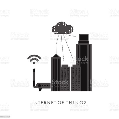 Iot 및 자동화 개념 도시가 인터넷에 연결되어 있습니다 웹 사이트 및 프리젠 테이션에 좋습니다 벡터 일러스트레이션 0명에 대한