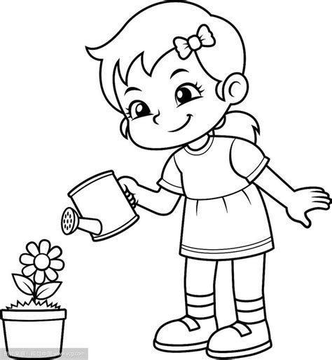 女孩浇水的简笔画图片怎么画最好（19张） 简笔画图片大全