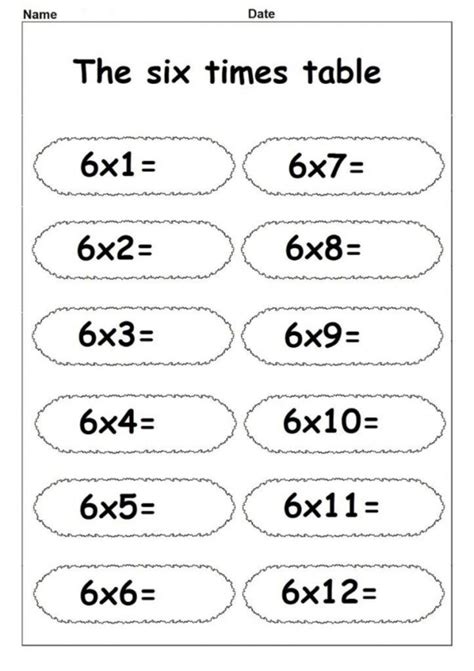 6 Times Tables Worksheets Printable Free Printable