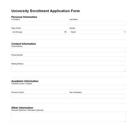 Comprehensive Registration Form Template For Course Enrollment