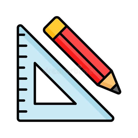 Triangle Measurement Ruler With Pencil Concept Icon Of Stationery