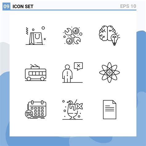 Editable Vector Line Pack Of 9 Simple Outlines Of Corporate Business