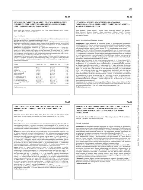 Pdf 56 07 Left Atrial Appendage Volume As A Predictor For Atrial Fibrillation Recurrence