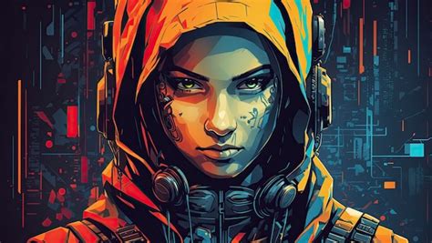 Premium Ai Image Cyberpunk Hacker Vector Illustration