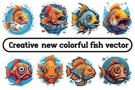 8 New Colorful Fish Vector Bundle Gráfico Por Jesmindesigner · Creative