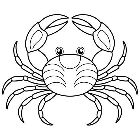 크래브 라인 아트 어린이 일러스트레이션 컬러링 페이지 프리미엄 벡터