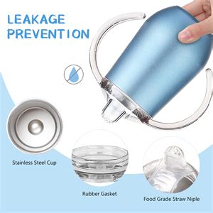Stainless Steel Straw Sippy Cup With Handles And Silicone