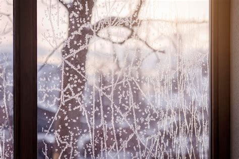 Premium Photo Winter Window Background Hoar Frost On Window Frame