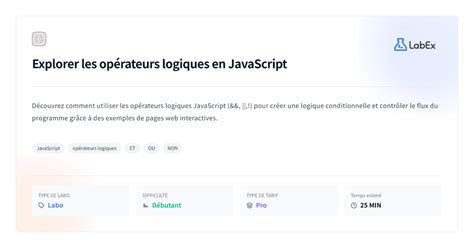 Explorer Les Opérateurs Logiques En Javascript Labex