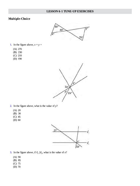 Geometry Transversal And Angles Pdf
