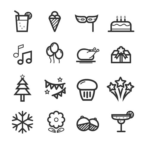 Premium Vector Party Symbol Line Icon Set