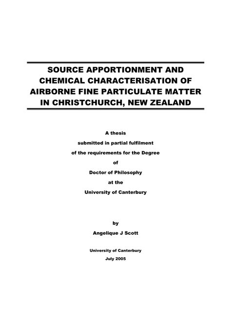 Pdf Source Apportionment And Chemical Characterisation Of Airborne Fine Particulate Matter In