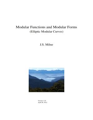 Fillable Online Elliptic Modular Curves Modular Functions And Modular Forms Fax Email Print