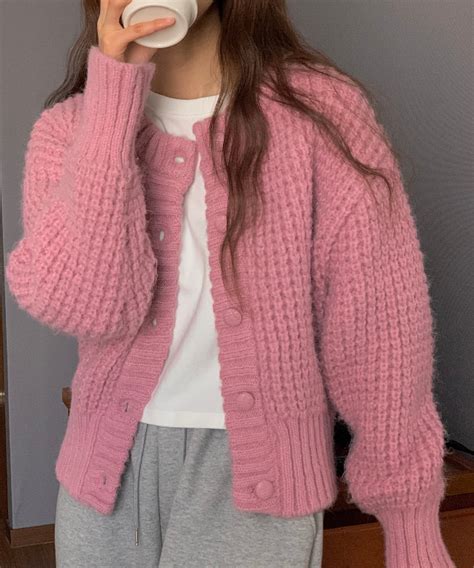 [4color 겨울신상] 러블리 하찌 도톰 라운드 크롭 니트 가디건 에이블리