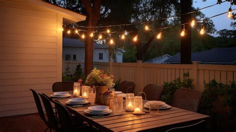 Wooden String Of Edison Lights Premium Ai Generated Image