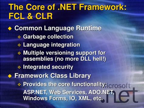 Ppt Microsoft Net Framework Powerpoint Presentation Free Download